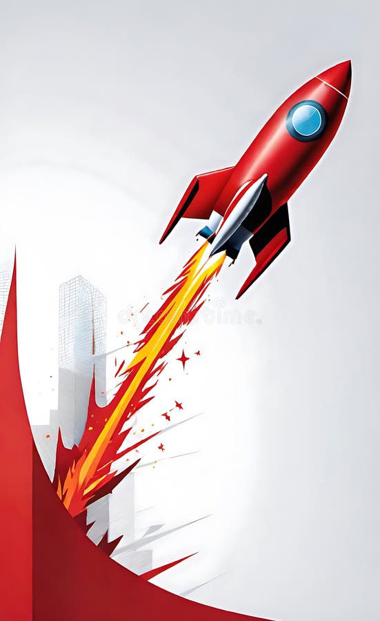 Rocket Breaking through Barriers: Startup Success Stock Illustration ...