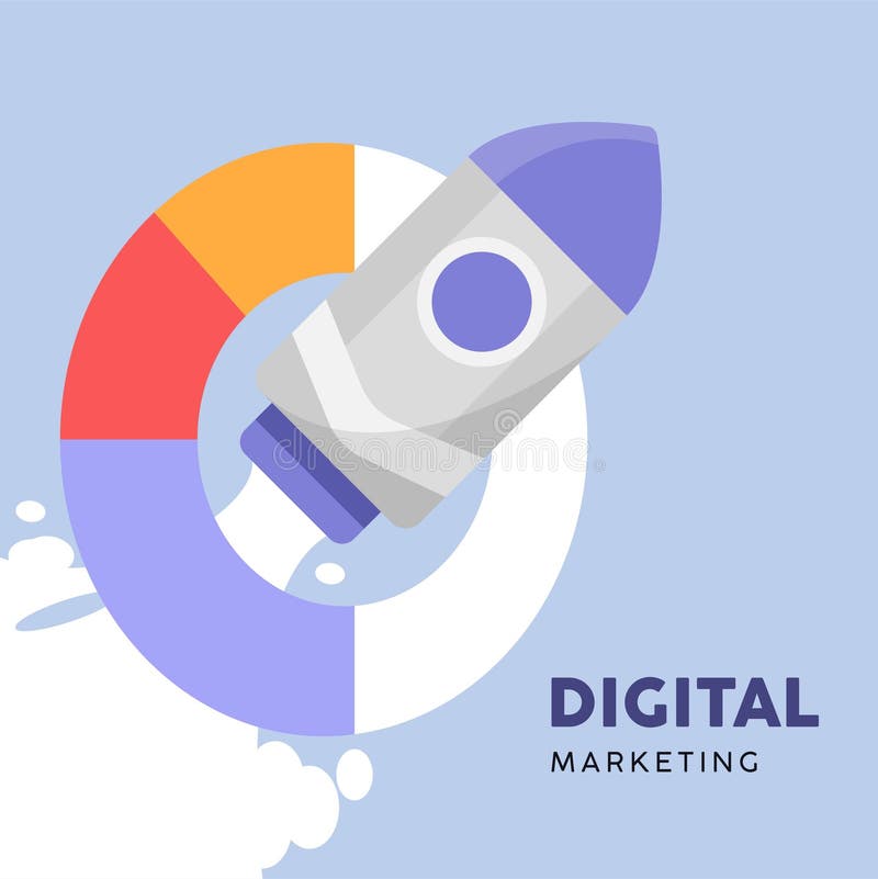 Rocket Breaking on Center of Target. Digital Marketing Stock ...