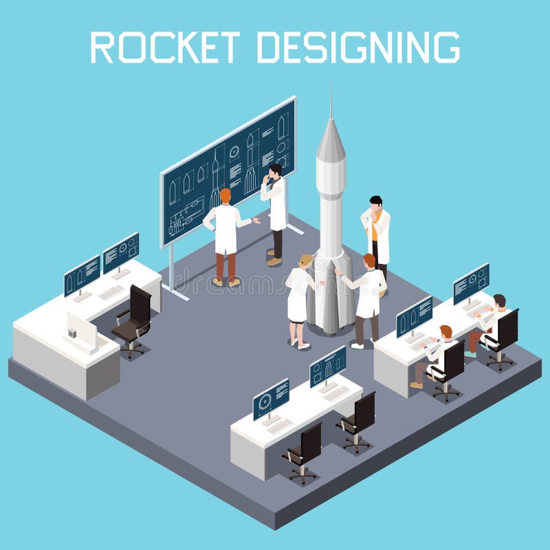 Rocket Isometric Composition Stock Vector - Illustration of center ...