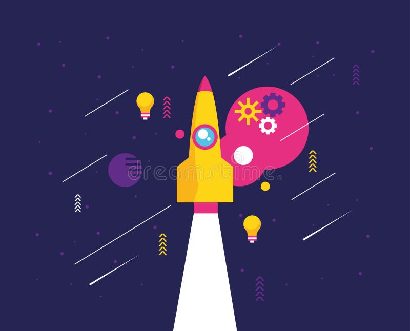 Rocket with bulb light stock vector. Illustration of cosmos - 247012603