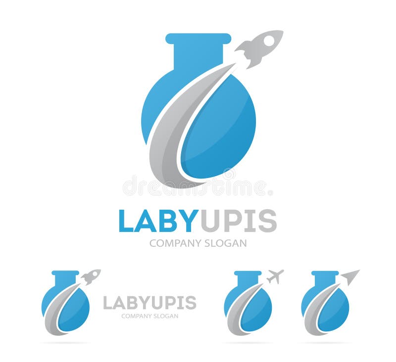 Rocket and Bulb Logo Combination. Airplane and Lab Bottle Symbol or ...