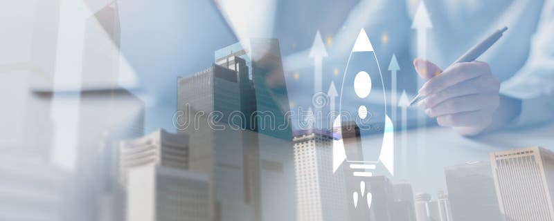 Rocket Business Growth and Startup Launch Illustration Stock Photo ...