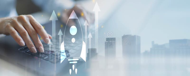 Rocket Business Growth and Startup Launch Illustration Stock ...
