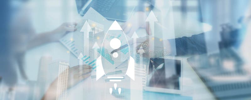 Rocket Business Growth and Startup Launch Illustration Stock Photo ...