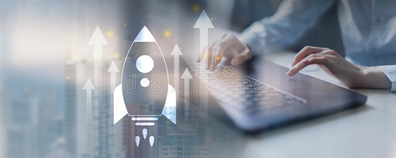 Rocket Business Growth and Startup Launch Illustration Stock ...