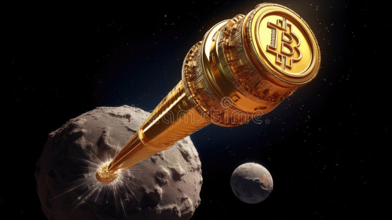 A Rocket Carrying Bitcoin Has Landed on the Moon, Illustrating Stock ...