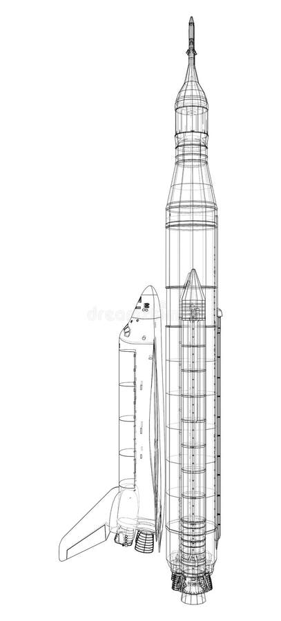 Rocket Carrying Space Shuttle Stock Illustration - Illustration of ...