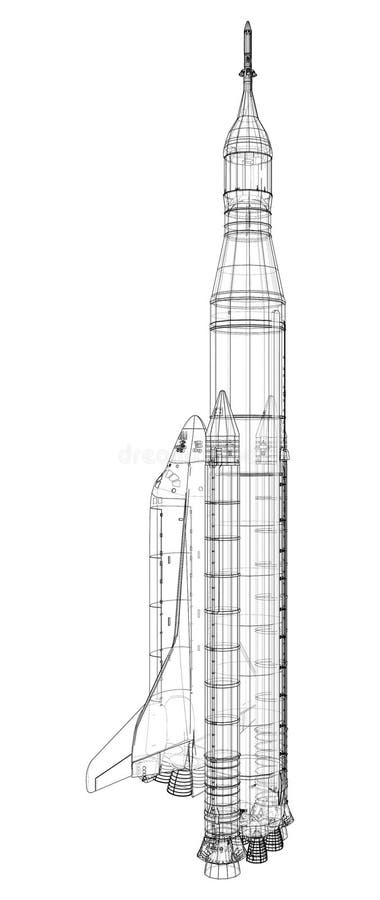 Rocket Carrying Space Shuttle Stock Illustration - Illustration of ...