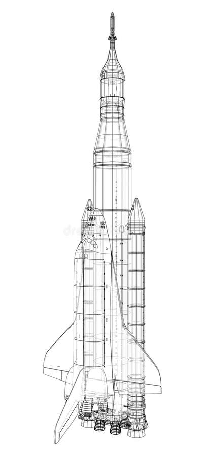 Rocket Carrying Space Shuttle Stock Illustration - Illustration of ...