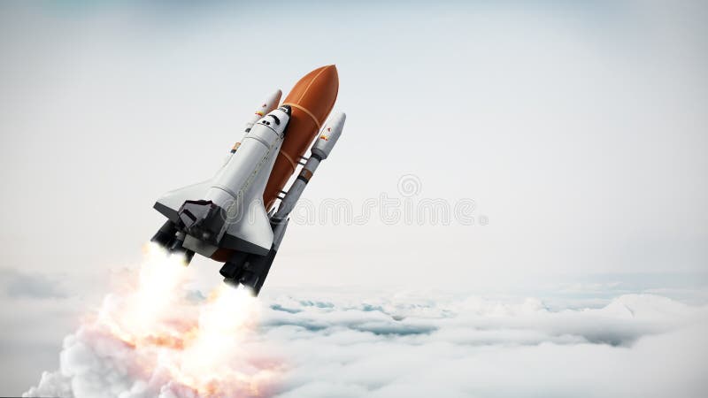 Rocket Carrying Space Shuttle Launches Off. Stock Illustration ...