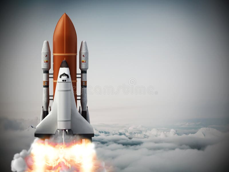 Rocket Carrying Space Shuttle Launches Off. Stock Illustration ...