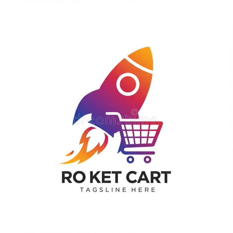 Rocket-cart Logo Featuring a Stylized Rocket Transitioning into a ...