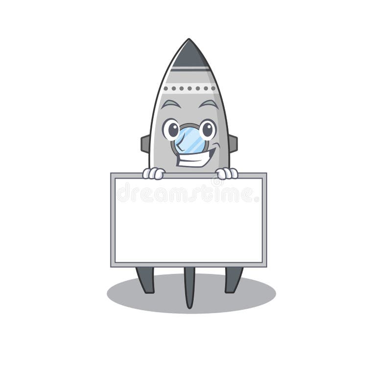Rocket Cartoon Design Concept Grinning with Board Stock Vector ...