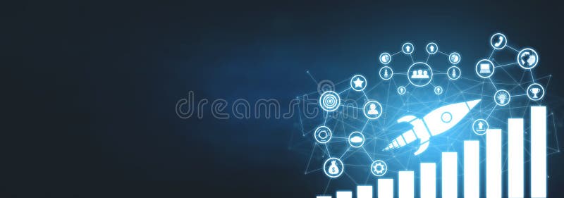 Rocket and Chart with a Icons and Network. Financial Startup. Growth ... Rocket and Chart with a Icons and Network. Financial Startup. Growth ...