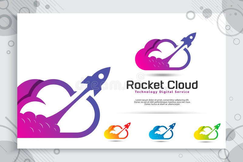 Rocket Cloud Vector Logo with Colorful and Simple Style, Illustration ...