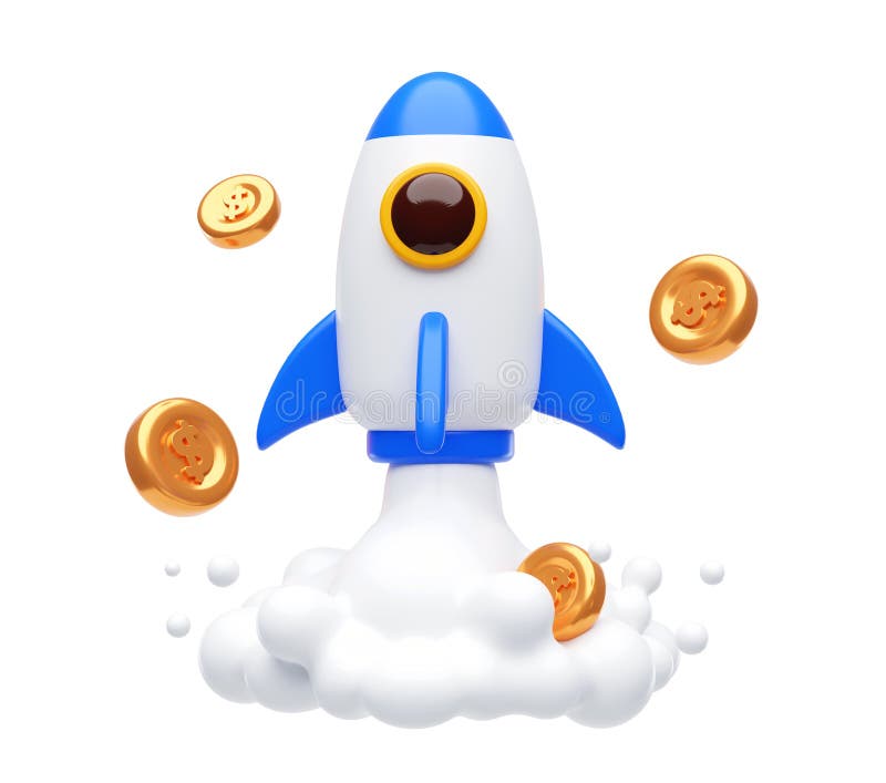 Rocket and Coin Money Icon 3d Illustration Stock Illustration ...