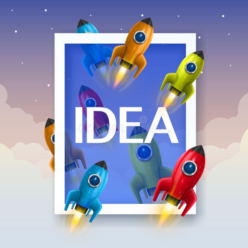 Rocket Collage Frame Cover, Design Element. Vector Illustration Stock ...