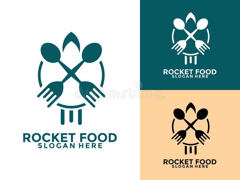 Rocket Combination with Spoon and Fork Logo Concept. Fast Food Delivery ...