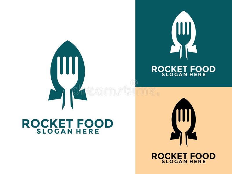 Rocket Combination with Spoon and Fork Logo Concept. Fast Food Delivery ...