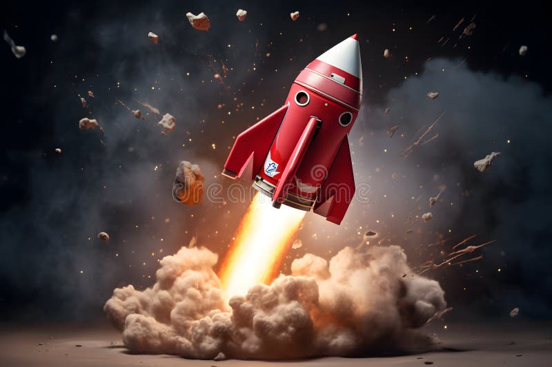Rocket Coming Out of a Box, 3d Rendering Toned Image. Ia Generated ...