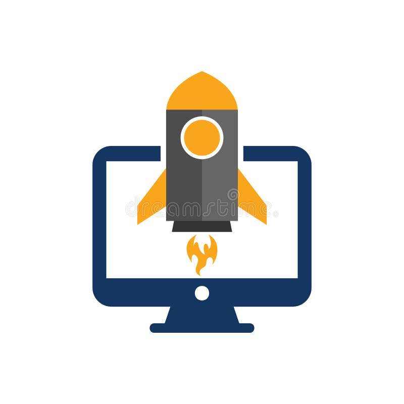 Rocket Computer Icon Logo Design Element Stock Vector - Illustration of ...