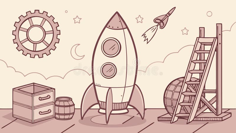 Rocket Construction with Mechanical Gears, Vector Design Generative AI ...