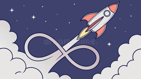 A Rocket Creating an Infinity Symbol Path As it Flies into Space ...