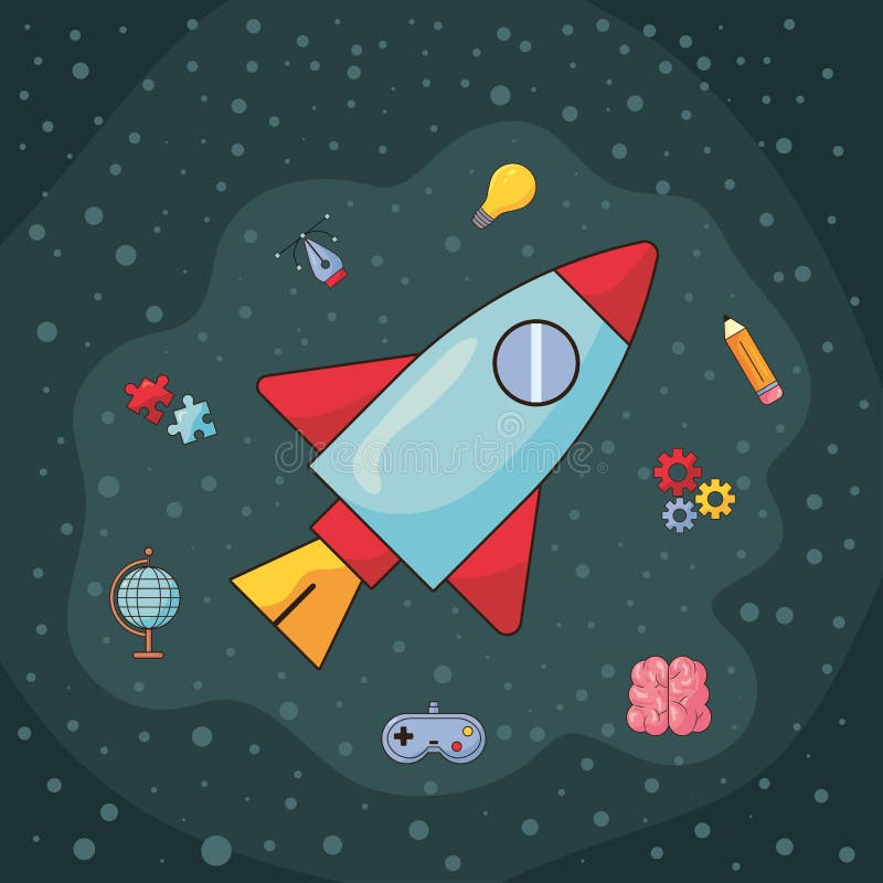 Rocket and creative icons stock vector. Illustration of strategy ...