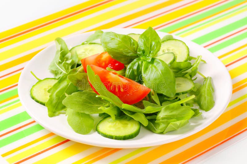Rocket and cucumber salad stock photo. Image of plate - 32814002