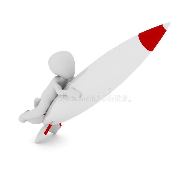 Boy riding red rocket stock vector. Illustration of holding - 17821782