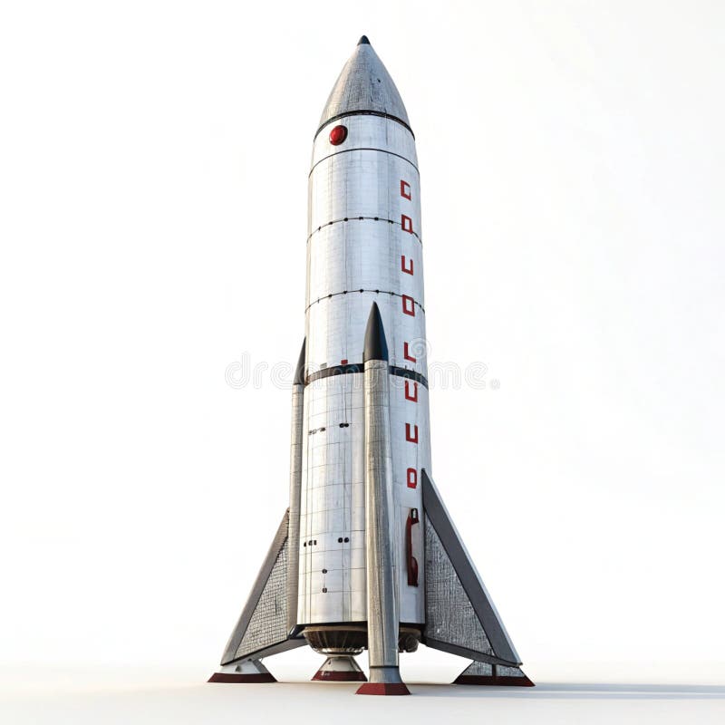 Rocket 3D Render Isolated on White Background Stock Illustration ...