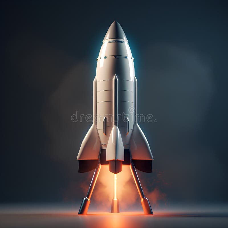 Rocket in the Dark. 3D Rendering. Image Contains Clipping Path Stock ...