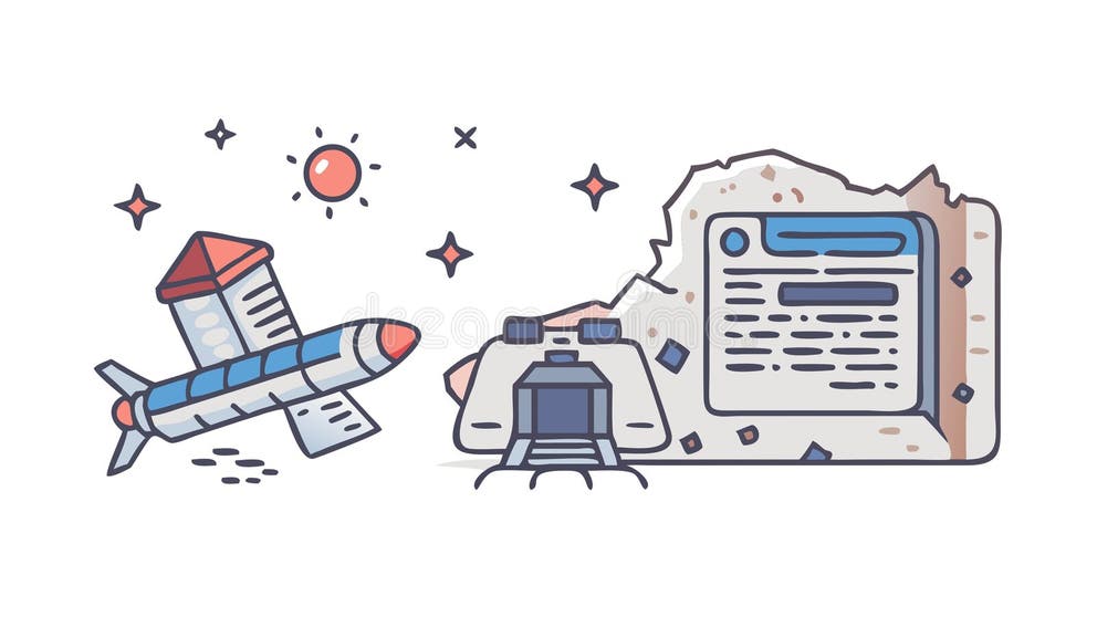 Rocket with Data Sheet, Space Research Documents, Vector Design ...