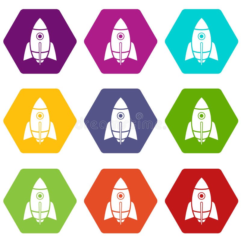 Rocket design icons set 9 stock illustration. Illustration of future ...