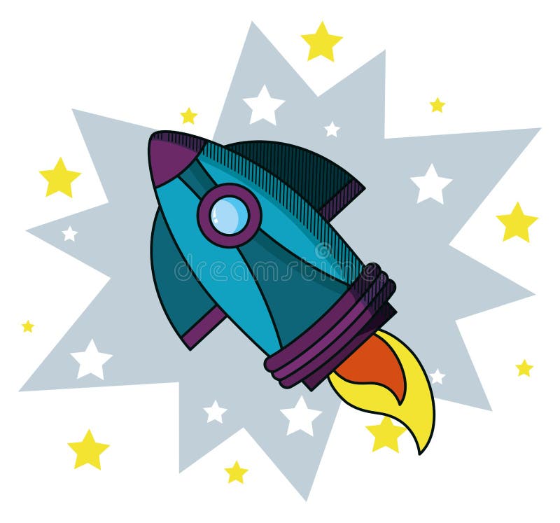 Rocket doodle cartoon stock vector. Illustration of baby - 125474483