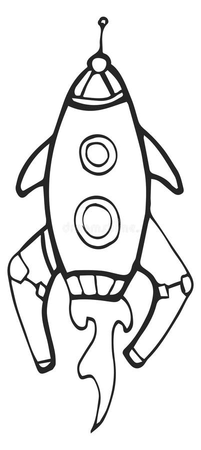 Rocket Doodle. Hand Drawn Spaceship Stock Vector - Illustration of ...