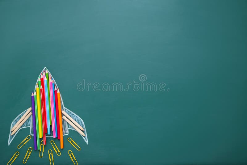 Rocket Drawing on Chalkboard Stock Image - Image of idea, pencil: 157142063