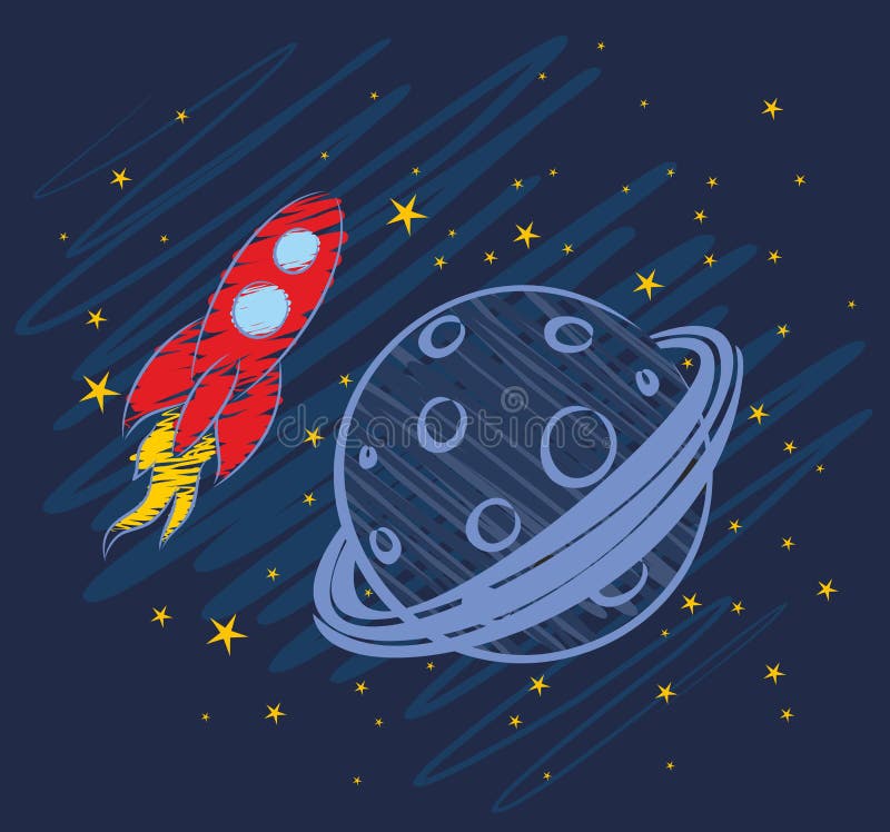 Tekening Van Ruimtevoorwerpen: Astronaut, Vreemdeling, Ufo, Ruimteschip ...