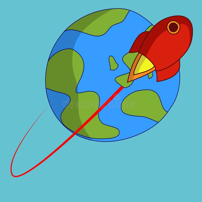 Rocket and earth stock vector. Illustration of planet - 76479240