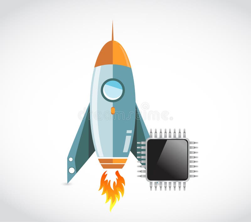 Rocket and Electronic Chip Concept Stock Illustration - Illustration of ...