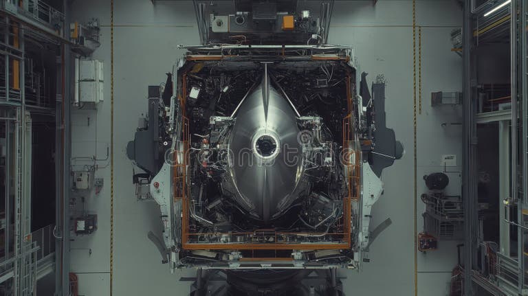 Rocket Engine Assembly Intricate View Inside a Spacecraft Module ...