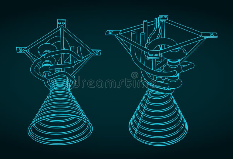 Rocket engine blueprints stock vector. Illustration of industrial ...