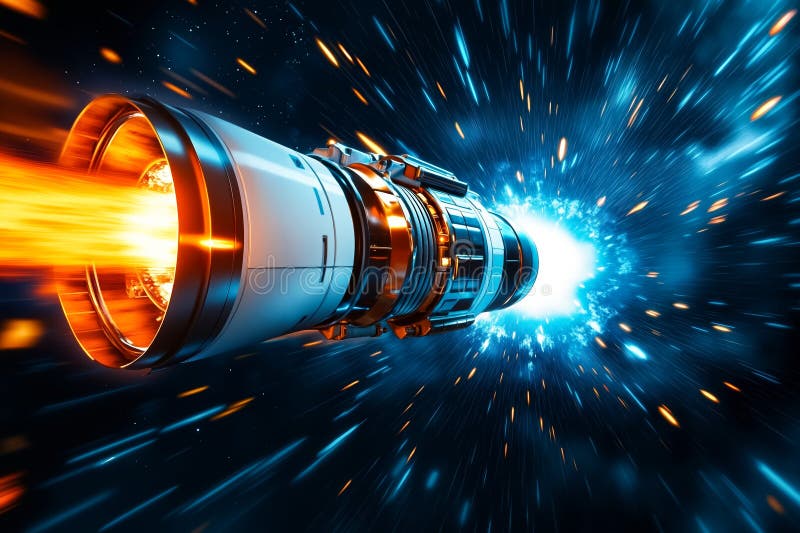 A Rocket Engine with a Bright Orange Flame Coming Out of it Stock Image ...
