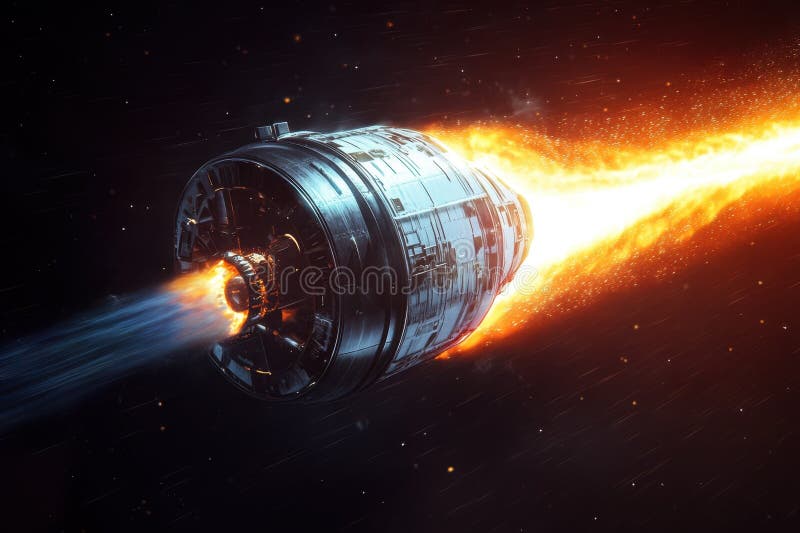 Rocket Engine Propelling Spacecraft through the Cosmos with Bright ...