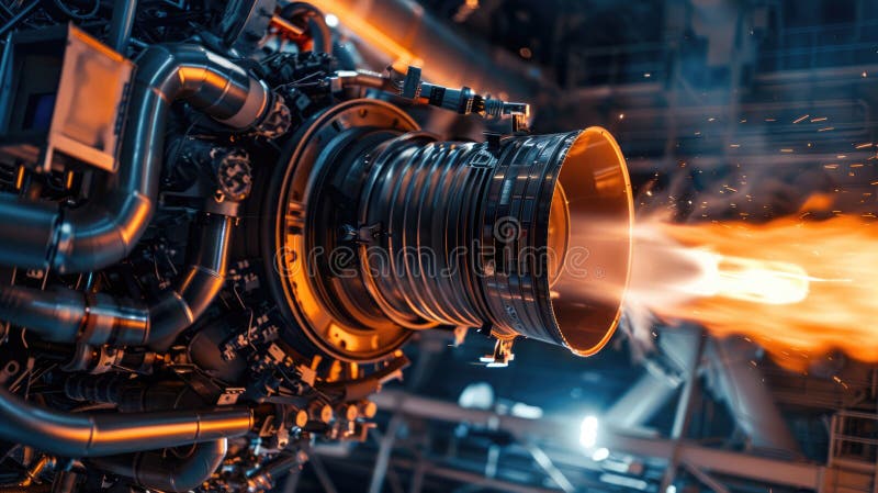 Rocket Engine Test Fire Close-up, Demonstrating the Power and ...