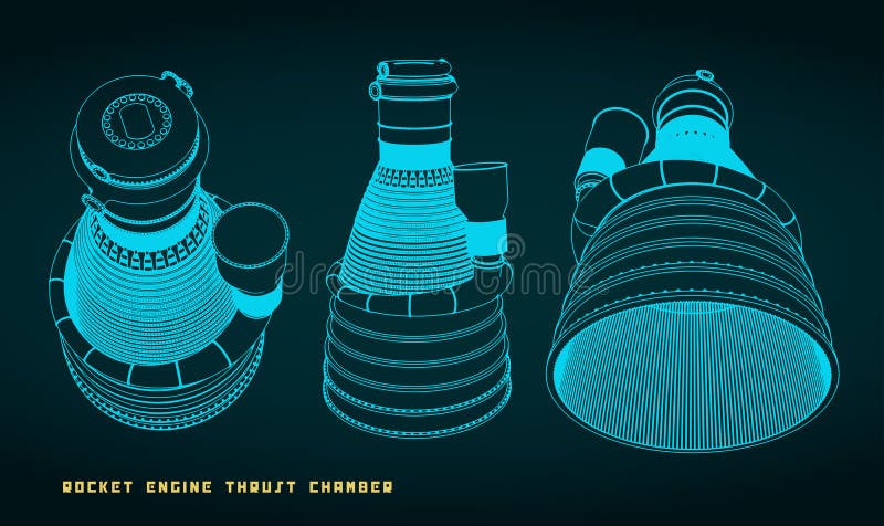 Rocket Engine Thrust Chamber Blueprints Stock Vector - Illustration of ...