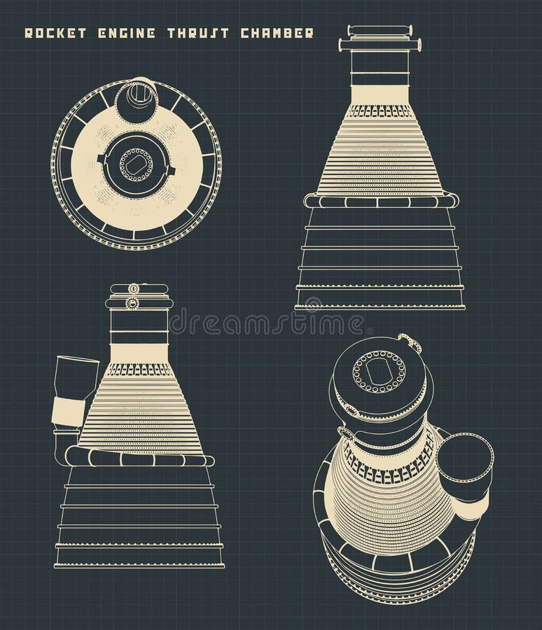 Rocket Engine Thrust Chamber Blueprints Stock Vector - Illustration of ...