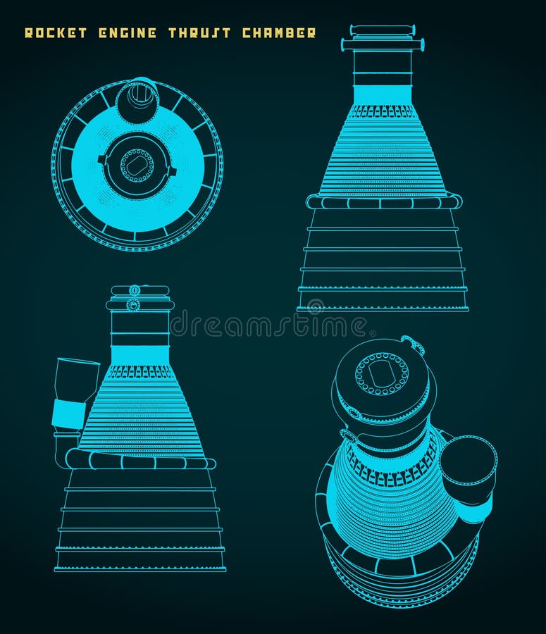 Rocket Engine Thrust Chamber Drawings Stock Vector - Illustration of ...