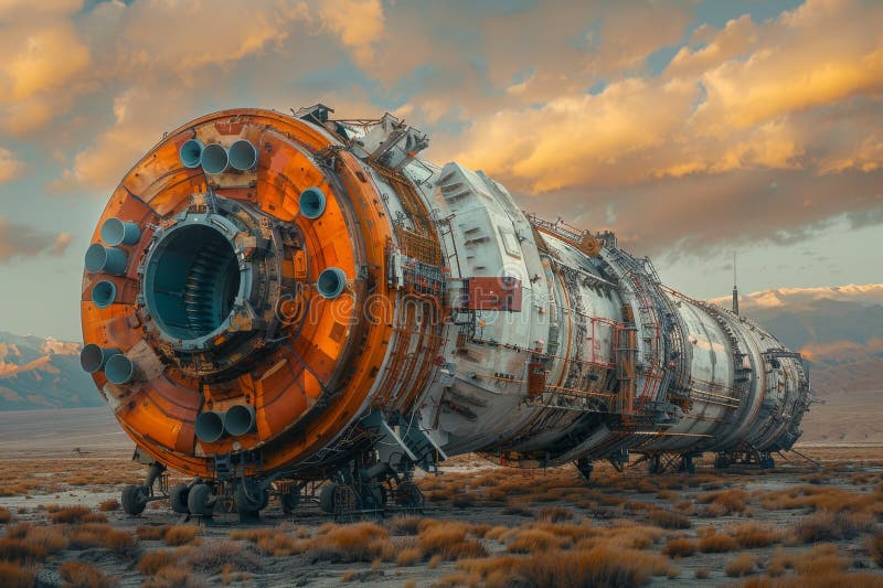 Rocket Engine Turbines Spacecraft Preparing for Launch on Runway for ...