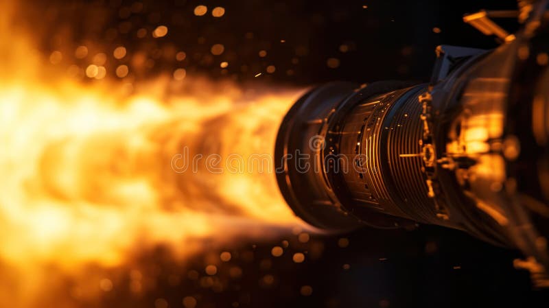 Rocket Engines and Fire Ignition. Missile Launch at Night, Close Up ...